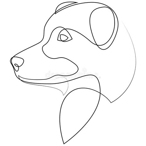 Portrait Australien De Chien De Vecteur De Berger Ligne Continue Dessin Au Trait Chien