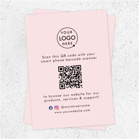 QR Code Business Website Scan Me Social Media Pink Enclosure Card Zazzle