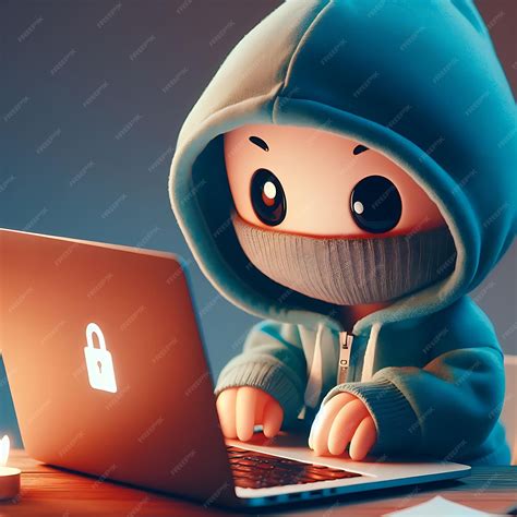 Premium Photo Cute Anonymous Hacker With Hoodie Using Computer Laptop