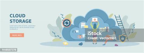 클라우드 스토리지 인터넷 데이터 교환 기술 여자는 클라우드에 파일을 업로드합니다 프로모션 웹 배너 사람들 캐릭터가 있는 만화 평면 벡터 삽화 개인 장식품에 대한 스톡 벡터