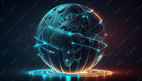 Premium Photo Hitech Global Network Connection Visualization Futuristic Earth Globe 3d Planet
