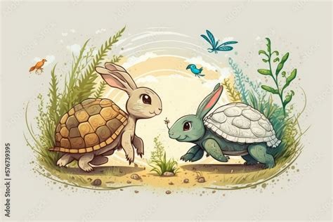 The Old Fable About The Turtle And The Hare Tortoise And Hare