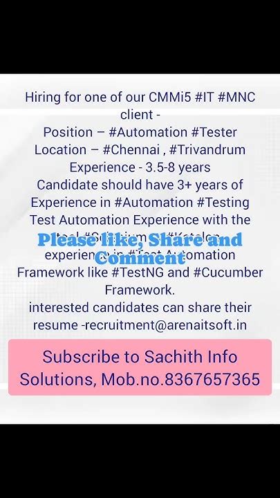 Hiring Automation Tester Automationtesting Testingjobs Youtube