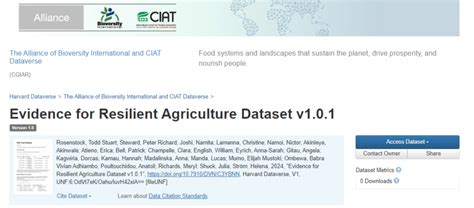 Evidence For Resilient Agriculture Dataset V101 Cgiar
