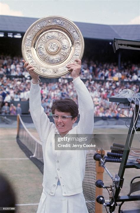 Wimbledon Billie Jean King Victorious With Trophy After Winning