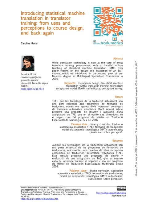 Pdf Introducing Statistical Machine Translation In Translator Training From Uses And