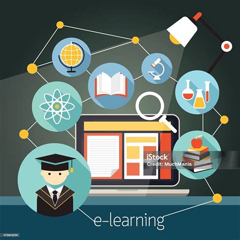 노트북 E러닝 아이콘 2015년에 대한 스톡 벡터 아트 및 기타 이미지 2015년 강사 개인 지도 교사 Istock