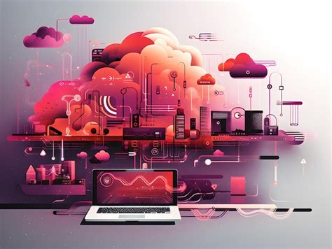 Premium AI Image Cloud Data Storage Database Cloud Computing Concept And Idea