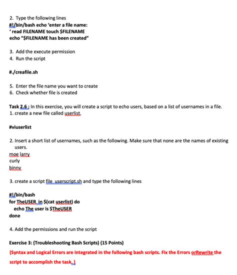 Lab Exercise 1 Bash Shell Programming 60 Points