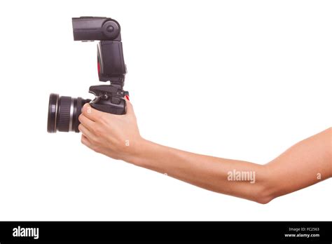 Women S Hands Holding The Camera Stock Photo Alamy