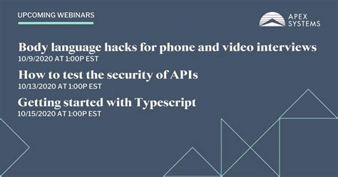 Apex Systems On Linkedin Programming Typescript Api Bodylanguage Interviewtips