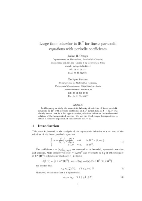 Large Time Behavior In Rn For Linear Parabolic Equations With Periodic Coefficients
