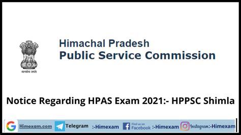 Notice Regarding HPAS Exam HPPSC Shimla Himexam Com