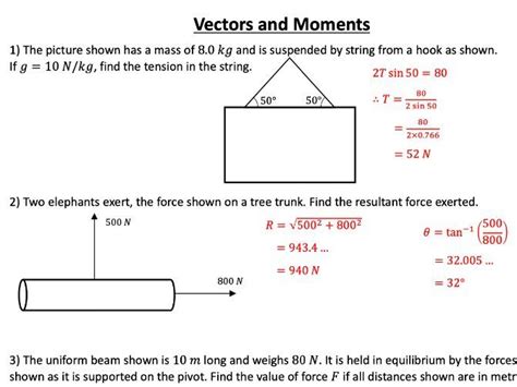 AQA Unit Vectors Moments Questions A Level Teaching Resources