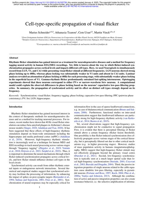 Pdf Cell Type Specific Propagation Of Visual Flicker