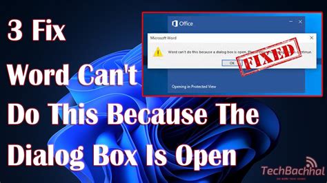 3 Fix Word Cant Do This Because The Dialog Box Is Open Windows 11 Youtube