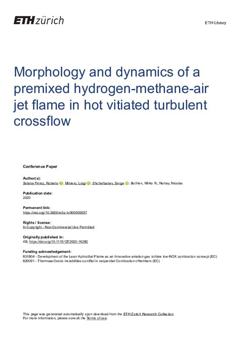 Pdf Morphology And Dynamics Of A Premixed Hydrogen Methane Air Jet Flame In Hot Vitiated