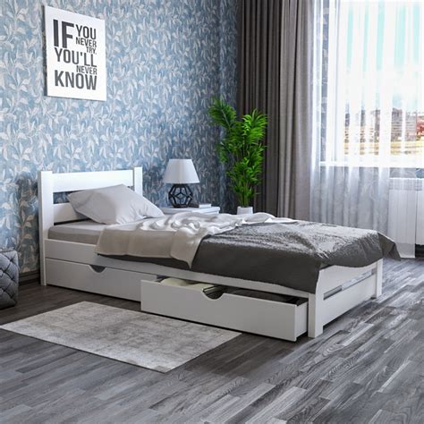 Односпальне ліжко Meblius Сімпл 80 см X 200 см Біле з висувними шухлядами купити онлайн на Rozetka