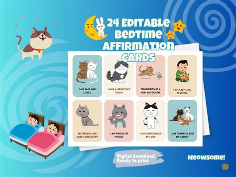 Editable And Printable Bedtime Affirmation Cards Positive