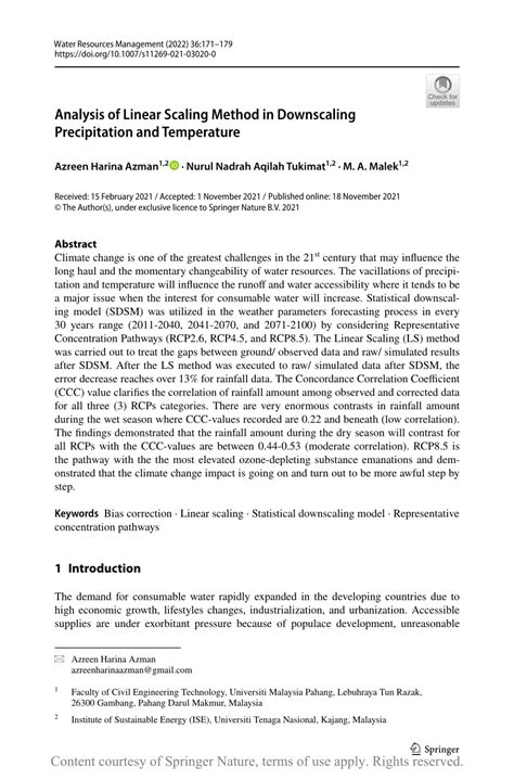 Analysis Of Linear Scaling Method In Downscaling Precipitation And