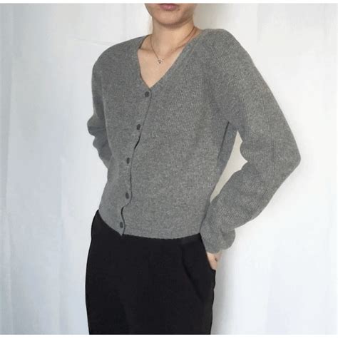 여리핏 올드머니룩 램스울50 브이넥 크롭 니트가디건 에이블리