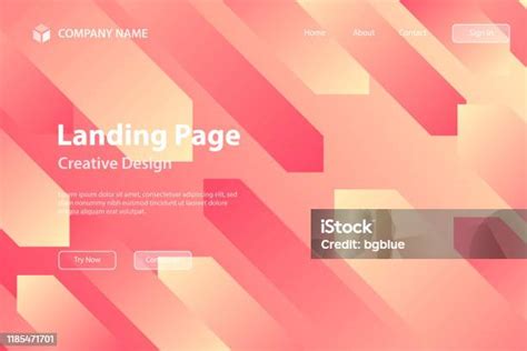 방문 페이지 템플릿 기하학적 모양의 추상적 인 디자인 최신 유행 빨간색 그라데이션 가상현실에 대한 스톡 벡터 아트 및 기타 이미지 가상현실 광대한 그라데이션 Istock