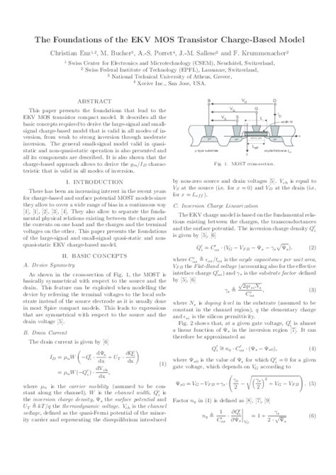 Pdf The Foundations Of The Ekv Mos Transistor Charge Based Model