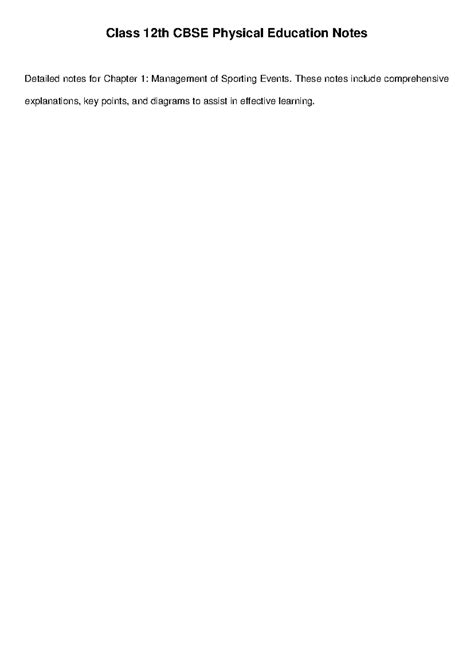 Class 12 Pe Notes Detailed Chapter 1 Management Of Sporting Events