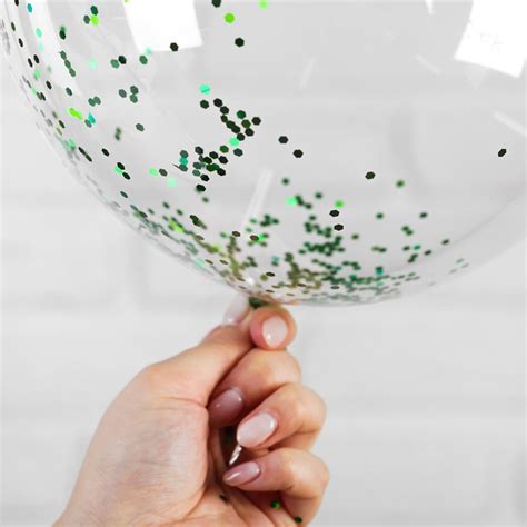 Шар полимерный 12" "Сфера", блестки шестиугольники, цвет зеленый в ...