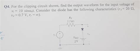 Solved Q For The Clipping Circuit Shown Find The Output Chegg