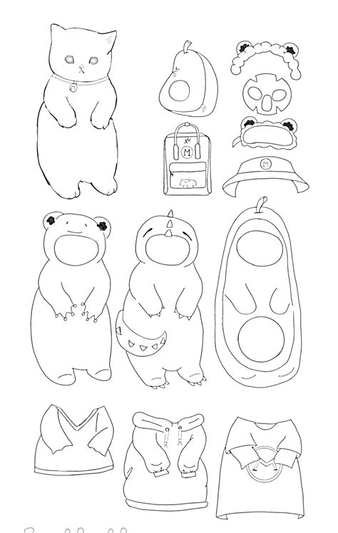 Раскраски Котики с одеждой распечатать бесплатно Happybrushes