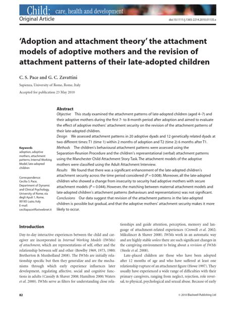 Adoption And Attachment Theory The Attachment Models Of Adoptive