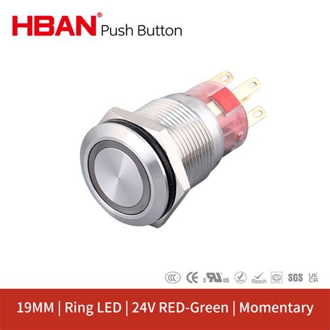 19mm Momentary Waterproof Bi Color Led Metal Push Button Switch Metal Push Button Switch And