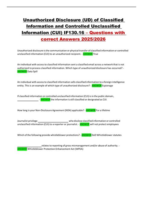 Unauthorized Disclosure Ud Of Classified Information And Controlled