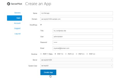 Installing Serverpilot And Creating An App O