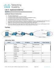 Lab 10 Implement DHCPv4 Docx Lab 9 Implement DHCPv4 Name ID Lab Report General