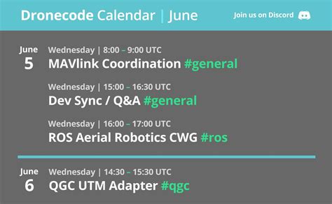 Dronecode 📅 Attention Community This Weeks Schedule Is As Follows