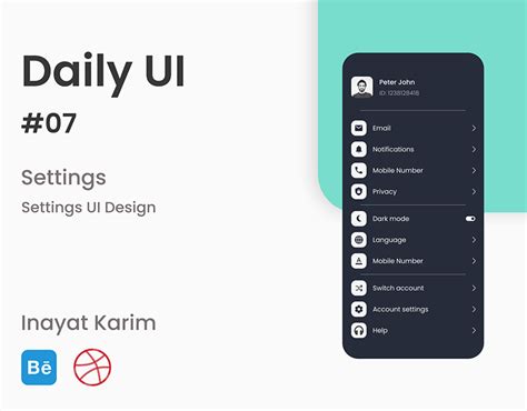 DailyUI Challenge Settings UI Design Behance DailyUI Challenge Settings UI Design Behance