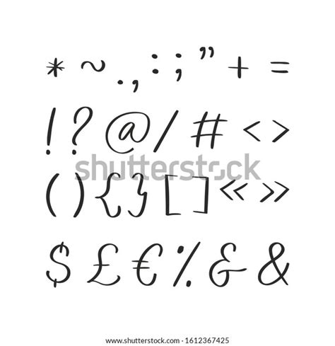 Hand Written Calligraphic Alphabet Punctuation Signs Stock Vector