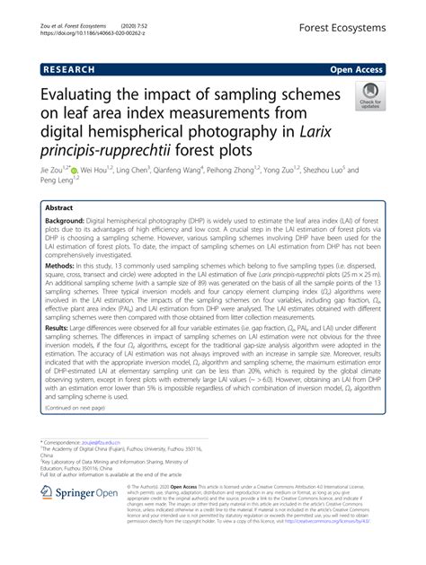 Pdf Evaluating The Impact Of Sampling Schemes On Leaf Area Index Measurements From Digital