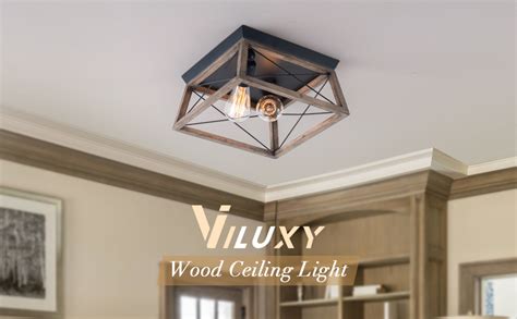 Viluxy Retro Industrial Rectangle Flush Mount Ceiling Light Fixture
