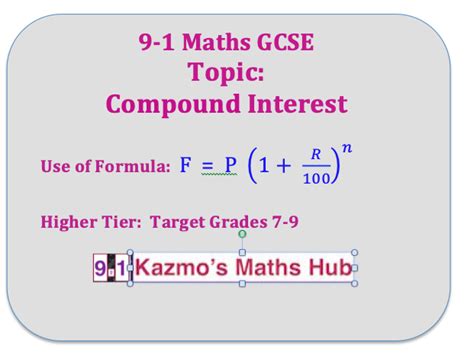 9 1 Maths Gcse Exam Topics Target 7 9 Compound Interest Formula Teaching Resources