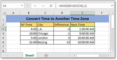 Excel Formula Convert Time To Another Time Zone