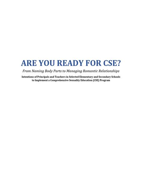 Final Report Kap 120418 Cse Readiness Pdf Sex Education Attitude