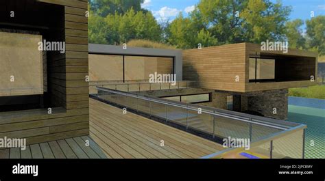 Wonderful Modern Country House In The Shade Of Green Trees Wooden