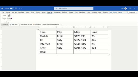 Formula Sum In Word YouTube