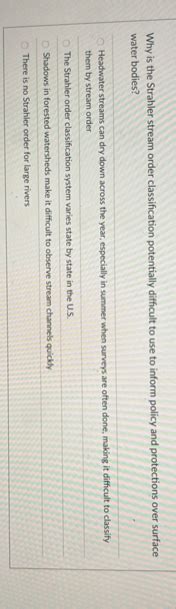Solved Why Is The Strahler Stream Order Classification