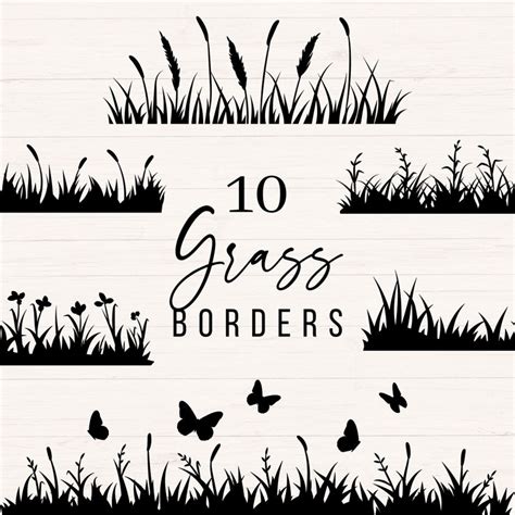 Grass And Flowers Border Etsy