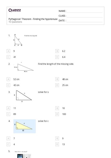 50 Converse Pythagoras Theorem Worksheets For 10th Year On Quizizz Free And Printable