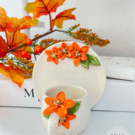 Orange Flowers Pİnk Ceramİc